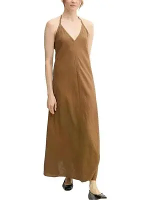 BENETTON Halterneck Backless Maxi Dress - Brown