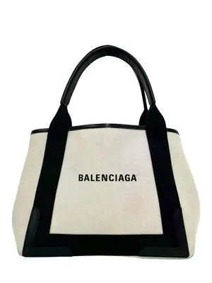 Balenciaga 2000-2026 Canvas Navy Cabas Xs Satchel - Brown