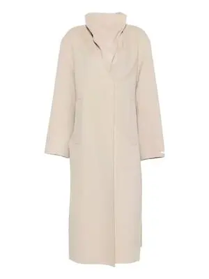Sportmax Asymmetric Draped-collar Coat Neutrals