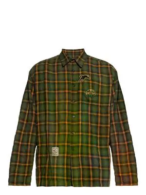 SONG FOR THE MUTE Check-pattern Patch-detail Shirt - Green