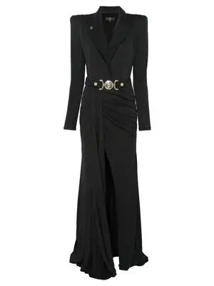 BABYLONE PARIS Belted Ruched Maxi Dress