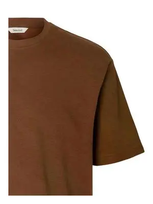 SELECTED Crew-neck T-shirt - Brown