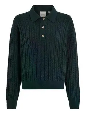 Varley Dottie Cable-knit Polo-collar Sweater - Green
