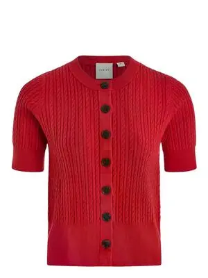 Varley Rhys Cable-knit Cardigan - Red
