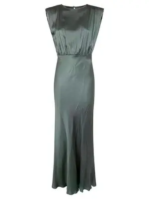SEMICOUTURE Maxi Casilda Pleated-bodice Sleeveless Dress Green