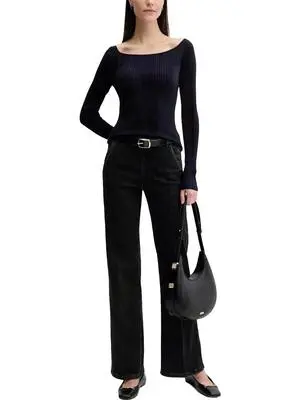 BENETTON Ribbed-knit Off-shoulder Sweater