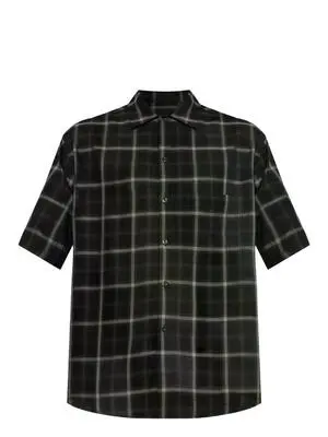 SONG FOR THE MUTE Check-pattern Short-sleeve Shirt - Black