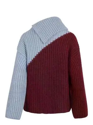 Essentiel Antwerp Kolorama Two-tone Ribbed Sweater Red