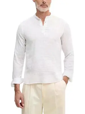 BENETTON Henley Textured Long-sleeve Shirt - White