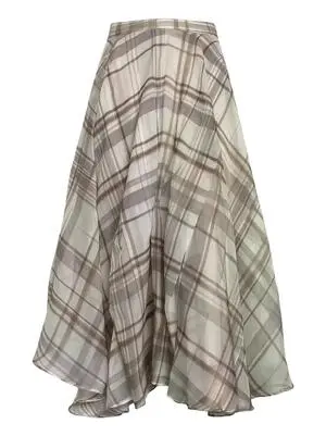 BRUNELLO CUCINELLI Check-pattern Flared Midi Skirt