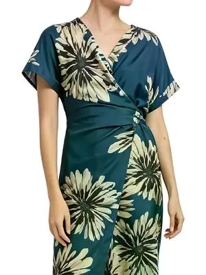 Brunello Cucinelli Floral-print Silk Midi Dress - Blue
