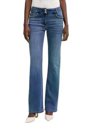 MORGAN Braided-trim Bootcut Jeans - Blue