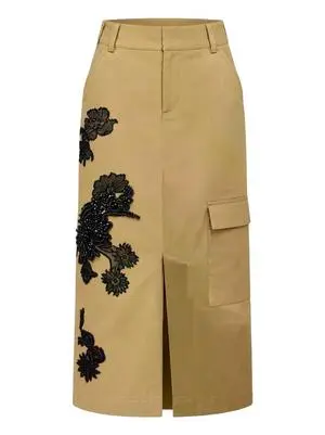 HELLESSY Dima Floral-appliqué Cargo Straight Midi Skirt