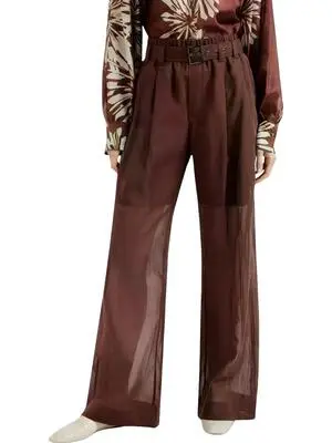 BRUNELLO CUCINELLI Belted Sheer-panel Trousers