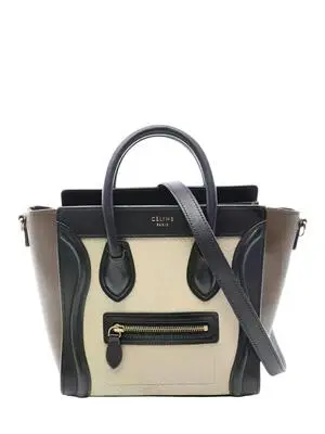 Celine 2010-2026 Nano Tricolor Leather Luggage Tote Satchel - Brown