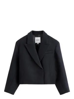 COS Oversized Cropped Boiled Wool-blend Blazer