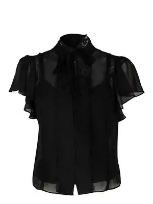 Cinq À Sept Virelle Lace-trimmed Pussy-bow Shirt - Black