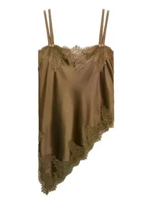 Dorothee Schumacher Sense Of Shine Lace-trim Top - Brown