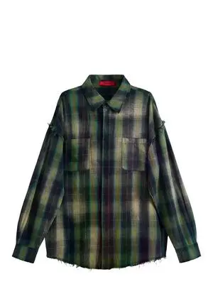 ACUPUNCTURE 1993 Check-pattern Frayed Shirt