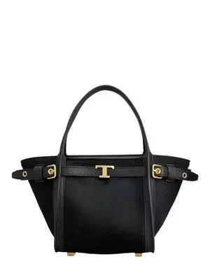 TOD'S T Timeless Leather-trim Tote Bag