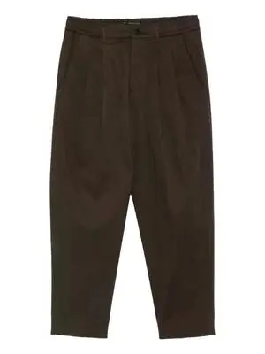 LOW BRAND Pleated Elasticated-waistband Straight-leg Trousers - Brown