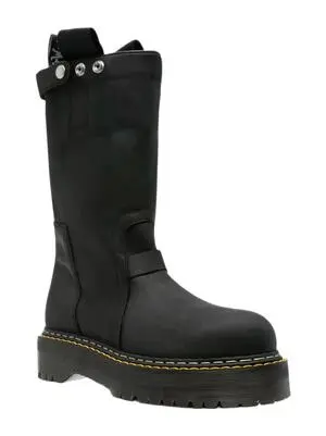 Rick Owens Dr. Martens Platform Pull-on Biker Boots - Black