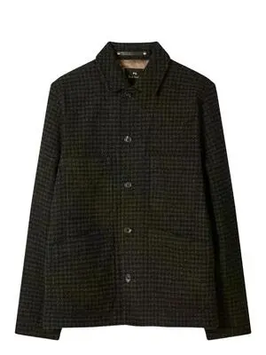 PAUL SMITH Dark-green Dogtooth Wool-blend Chore Jacket