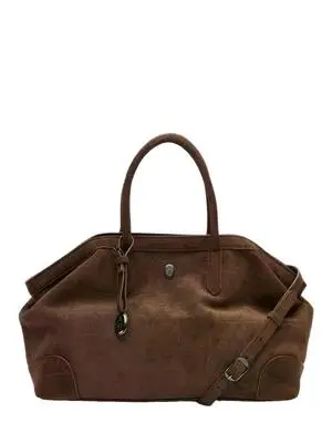 Ash Justine Crocodile-effect Suede Tote Bag - Brown