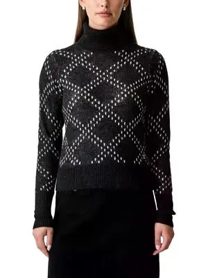 JOOP! Diamond-knit Roll-neck Sweater - Black