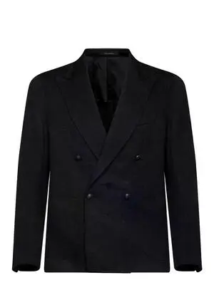 Tagliatore Double-breasted Peak-lapel Blazer - Black