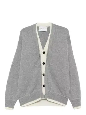 AMARANTO Layered-effect Knit Cardigan - Grey