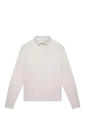 VALENZA Zip-collar Long-sleeve Polo Shirt - Neutrals
