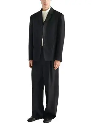 LEMAIRE Single-pleat Tailored Pants In Wool And Mohair Cloth - Black