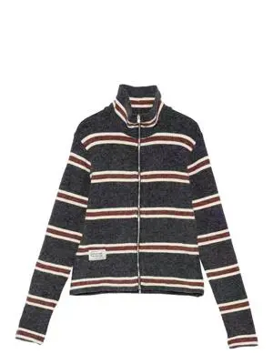 SONG FOR THE MUTE Striped Zip-up Sweater
