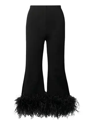 VALENTINO Feather-trimmed Flared Trousers