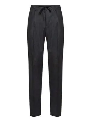 Tagliatore Drawstring Pleated Trousers Grey