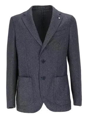 L.B.M. 1911 Herringbone-pattern Single-breasted Blazer - Grey