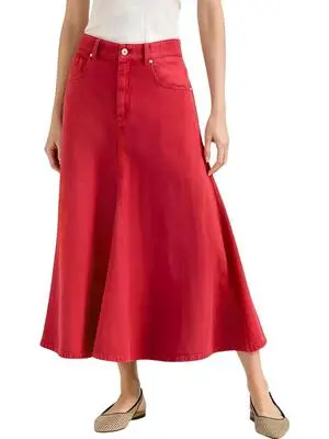 BRUNELLO CUCINELLI High-waisted A-line Midi Skirt