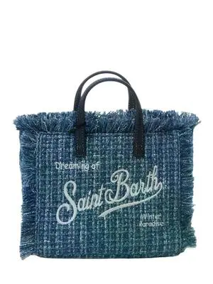 MC2 SAINT BARTH Mini Vanity Frayed Tweed Tote Bag - Blue
