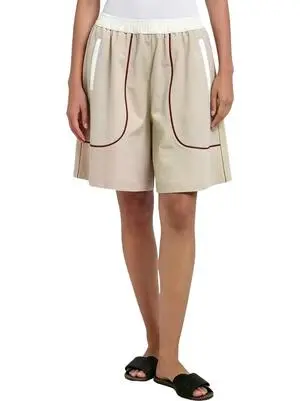 Brunello Cucinelli Piping-detail Elasticated-waistband Shorts - Neutrals
