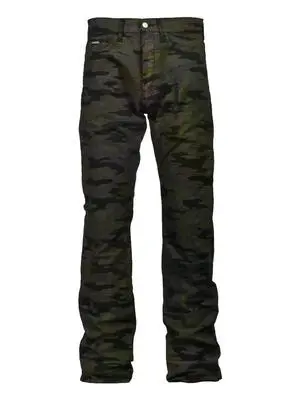 LIFEISWAR Camouflage-print Straight-leg Trousers - Grey