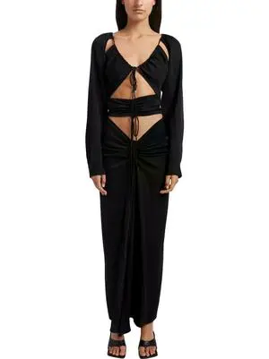 Christopher Esber Ruched Cutout-detail Maxi Dress - Black