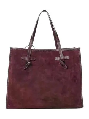 GIANNI CHIARINI Large Marcella Knotted Suede Shoulder Bag Red