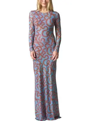 JBQ Christie Abstract-print Maxi Dress Blue