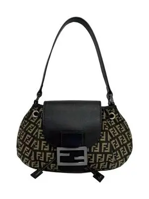 Fendi 2010-2026 Zucchino Canvas Drawstring Shoulder Bag - Brown