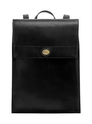 THE BRIDGE Logo-plaque Leather Backpack - Black
