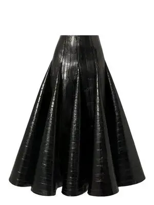 Valentino Garavani Crocodile-effect A-line Skirt - Black
