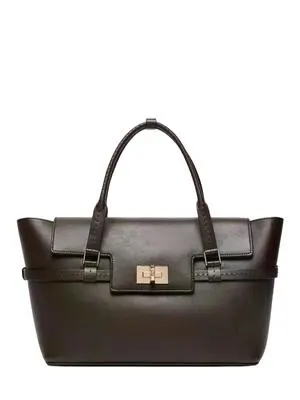 Max Mara Margaux Soft Smooth Leather Handbag Dark - Brown