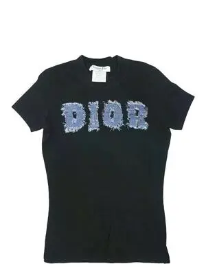 Dior 2002 Denim-print Short-sleeve T-shirt - Black