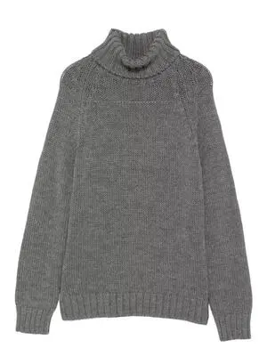 BASE Roll-neck Raglan-sleeve Sweater - Grey